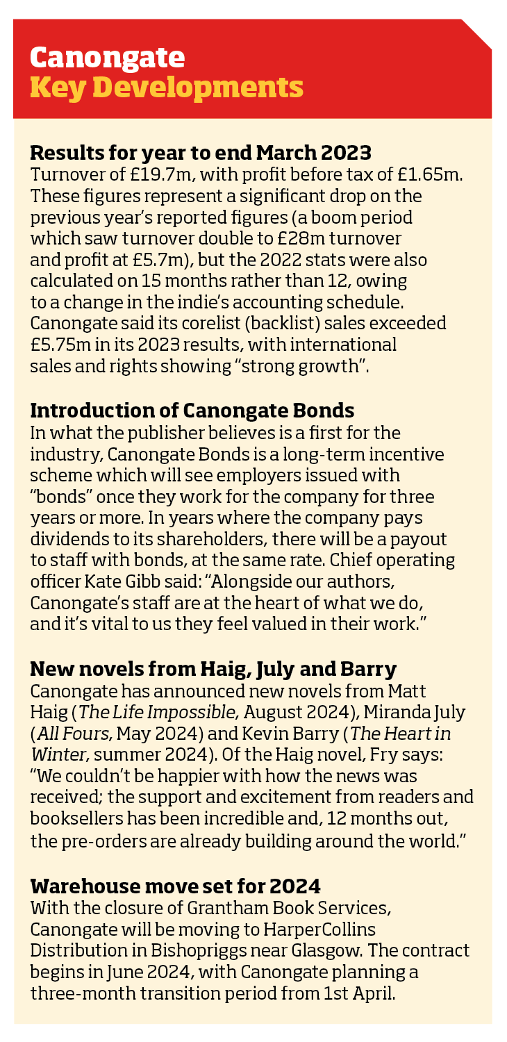 The Bookseller - Features - Canongate outlines its latest plans as the ...